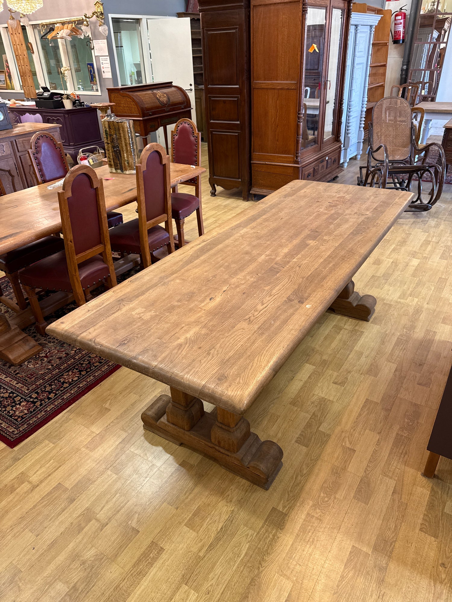 Tammipöytä Pituus 219cm, Leveys 84cm, korkeus 77cm – Lahden Antiikkitukku
